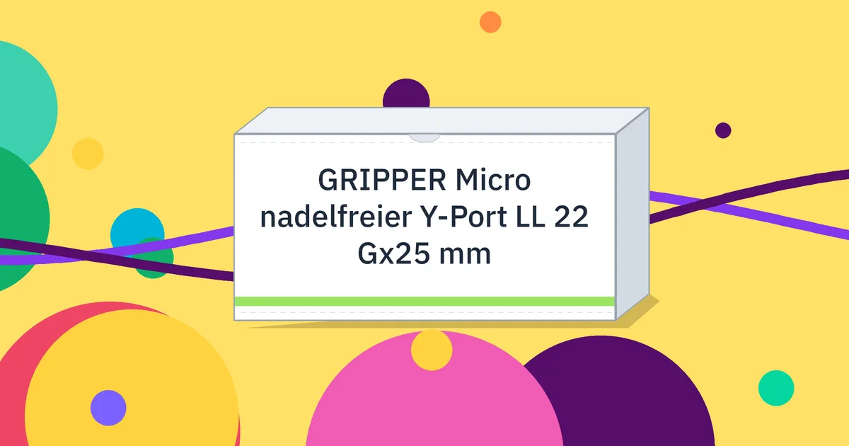 Symbolbild: Packung mit der Aufschrift GRIPPER Micro nadelfreier Y-Port LL 22 Gx25 mm (PZN 09675455) – Verfügbarkeit und Bezug in Apotheken in Frankfurt am Main