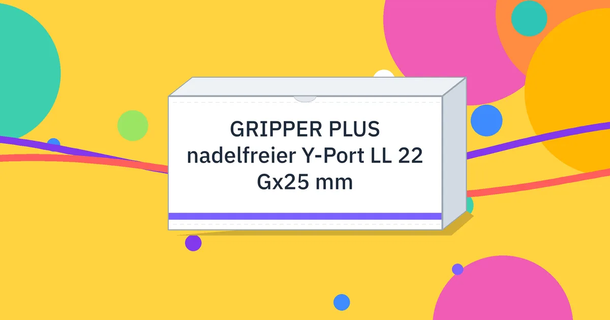 Symbolbild: Packung mit der Aufschrift GRIPPER PLUS nadelfreier Y-Port LL 22 Gx25 mm (PZN 09676213) – Verfügbarkeit und Bezug in Apotheken in Frankfurt am Main