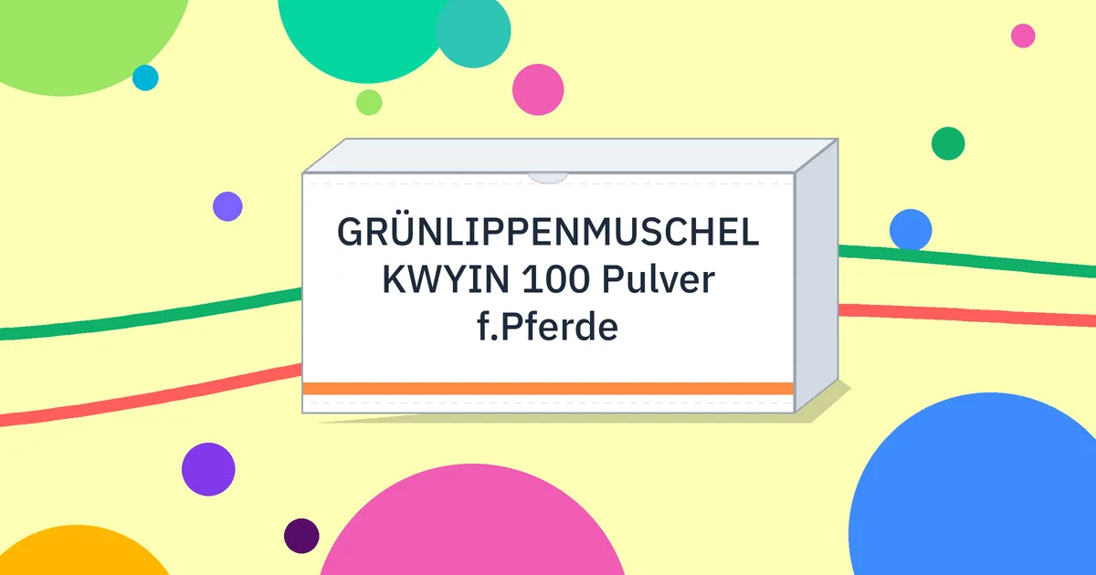 Symbolbild: Packung mit der Aufschrift GRÜNLIPPENMUSCHEL KWYIN 100 Pulver f.Pferde (PZN 12460801) – Verfügbarkeit und Bezug in Apotheken in Frankfurt am Main