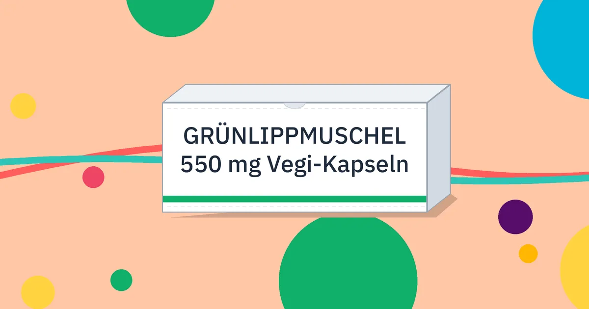 Symbolbild: Packung mit der Aufschrift GRÜNLIPPMUSCHEL 550 mg Vegi-Kapseln (PZN 16234651) – Verfügbarkeit und Bezug in Apotheken in Frankfurt am Main