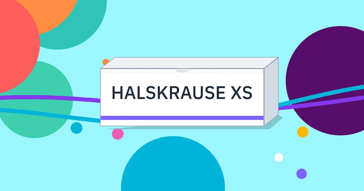 Symbolbild: Packung mit der Aufschrift HALSKRAUSE XS (PZN 02234104) – Verfügbarkeit und Bezug in Apotheken in Frankfurt am Main