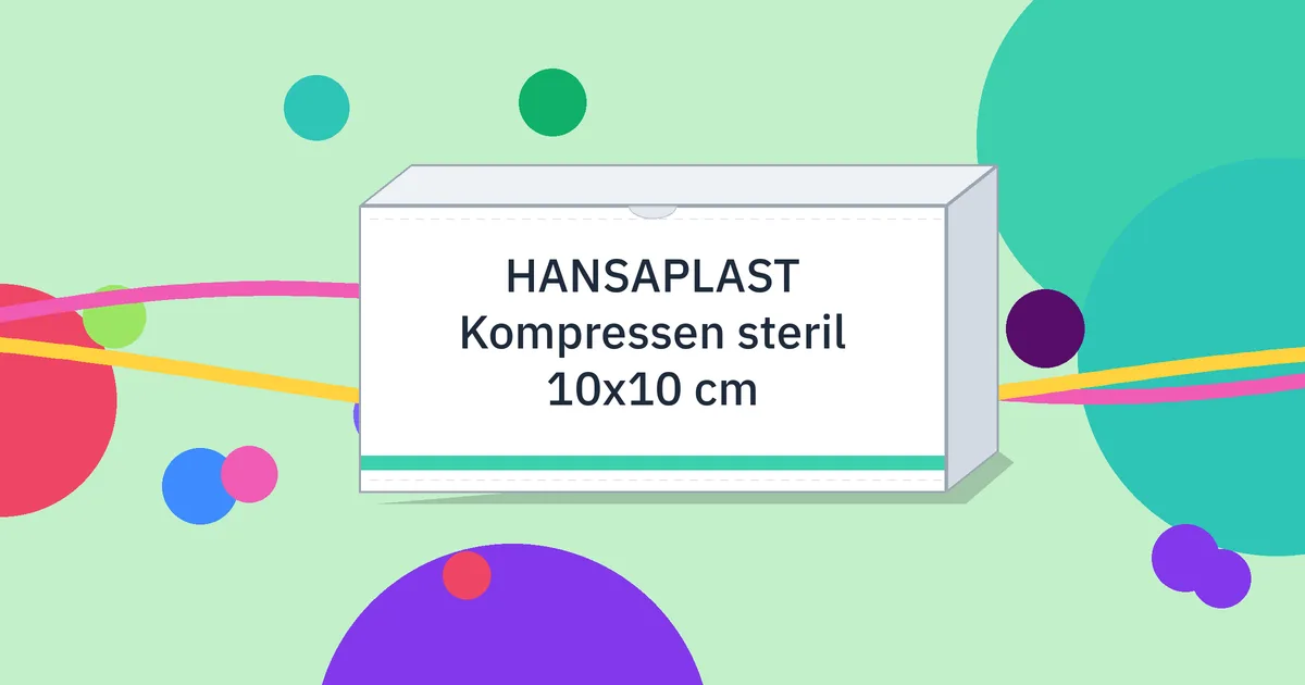 Symbolbild: Packung mit der Aufschrift HANSAPLAST Kompressen steril 10x10 cm (PZN 16861566) – Verfügbarkeit und Bezug in Apotheken in Frankfurt am Main