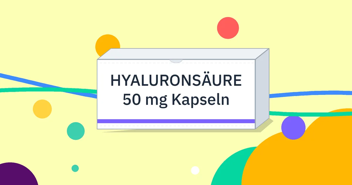 Symbolbild: Packung mit der Aufschrift HYALURONSÄURE 50 mg Kapseln (PZN 02259334) – Verfügbarkeit und Bezug in Apotheken in Frankfurt am Main