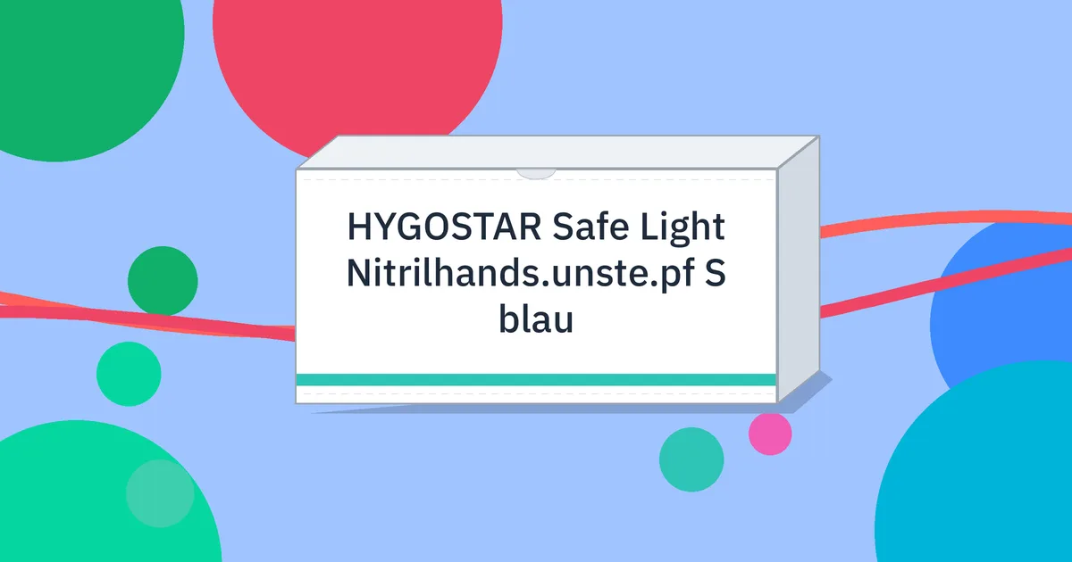 Symbolbild: Packung mit der Aufschrift HYGOSTAR Safe Light Nitrilhands.unste.pf S blau (PZN 17160937) – Verfügbarkeit und Bezug in Apotheken in Frankfurt am Main