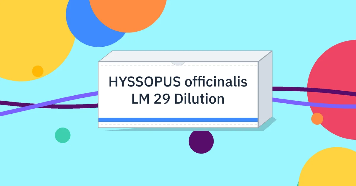 Symbolbild: Packung mit der Aufschrift HYSSOPUS officinalis LM 29 Dilution (PZN 13558347) – Verfügbarkeit und Bezug in Apotheken in Frankfurt am Main