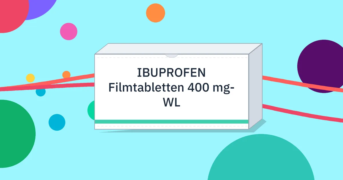 Symbolbild: Packung mit der Aufschrift IBUPROFEN Filmtabletten 400 mg-WL (PZN 14028887) – Verfügbarkeit und Bezug in Apotheken in Frankfurt am Main