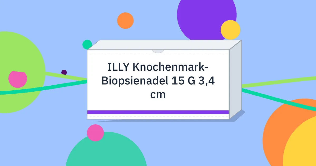 Symbolbild: Packung mit der Aufschrift ILLY Knochenmark-Biopsienadel 15 G 3,4 cm (PZN 06124453) – Verfügbarkeit und Bezug in Apotheken in Frankfurt am Main