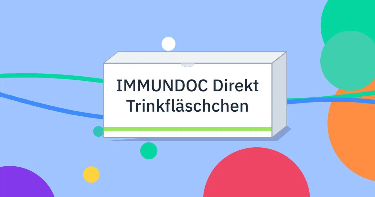 Symbolbild: Packung mit der Aufschrift IMMUNDOC Direkt Trinkfläschchen (PZN 16945369) – Verfügbarkeit und Bezug in Apotheken in Frankfurt am Main
