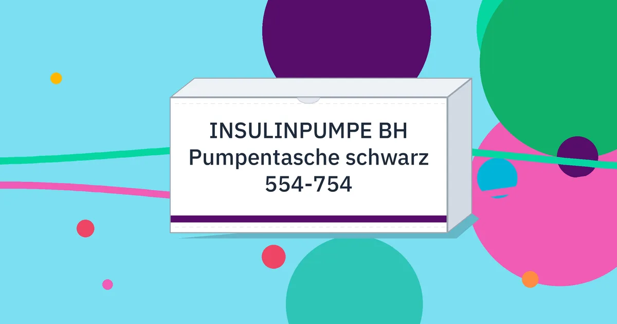 Symbolbild: Packung mit der Aufschrift INSULINPUMPE BH Pumpentasche schwarz 554-754 (PZN 10356206) – Verfügbarkeit und Bezug in Apotheken in Frankfurt am Main