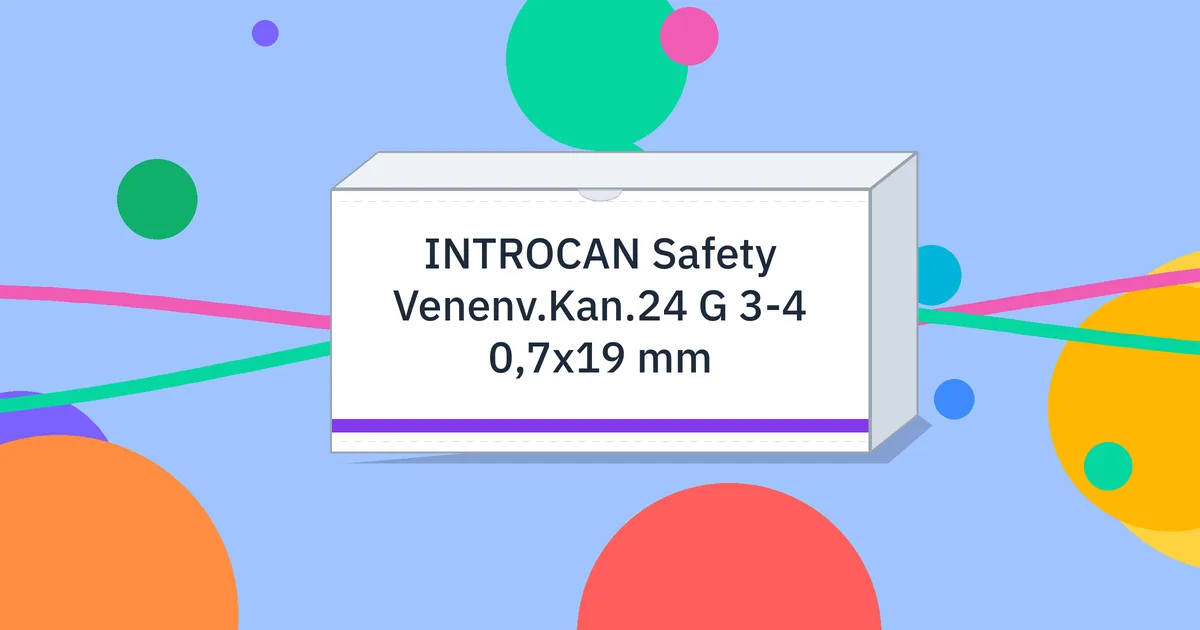Symbolbild: Packung mit der Aufschrift INTROCAN Safety Venenv.Kan.24 G 3-4 0,7x19 mm (PZN 04095693) – Verfügbarkeit und Bezug in Apotheken in Frankfurt am Main