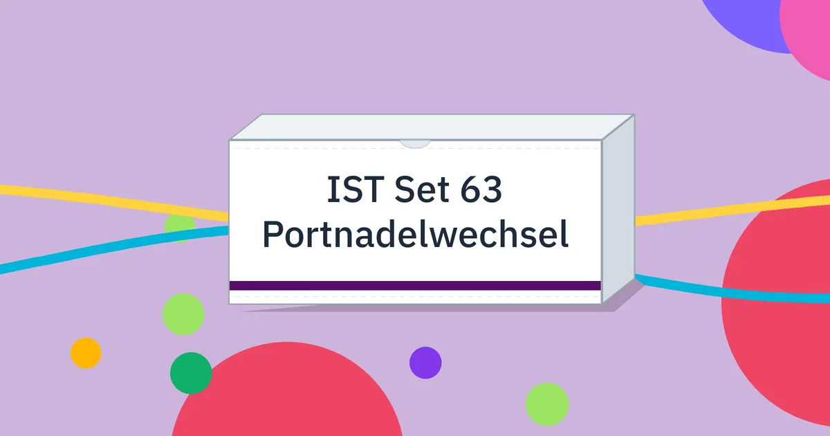 Symbolbild: Packung mit der Aufschrift IST Set 63 Portnadelwechsel (PZN 20601871) – Verfügbarkeit und Bezug in Apotheken in Frankfurt am Main