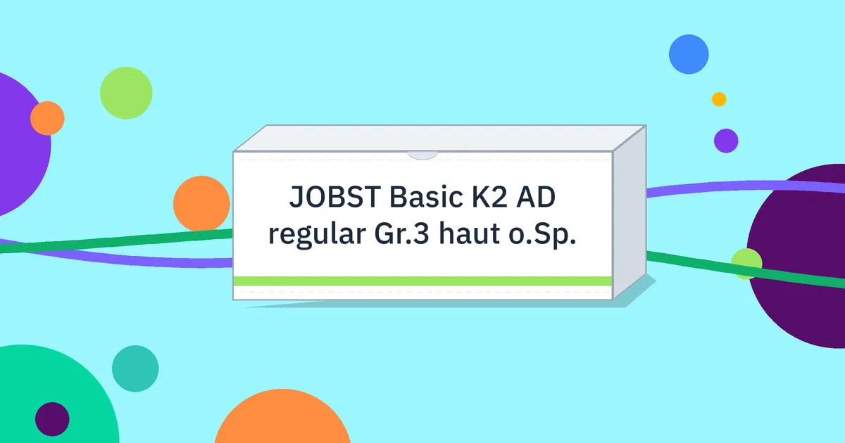 Symbolbild: Packung mit der Aufschrift JOBST Basic K2 AD regular Gr.3 haut o.Sp. (PZN 11249292) – Verfügbarkeit und Bezug in Apotheken in Frankfurt am Main