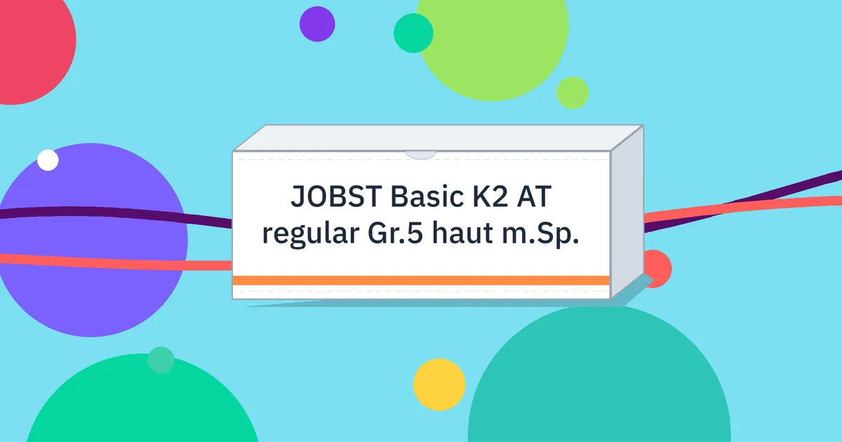 Symbolbild: Packung mit der Aufschrift JOBST Basic K2 AT regular Gr.5 haut m.Sp. (PZN 13060682) – Verfügbarkeit und Bezug in Apotheken in Frankfurt am Main