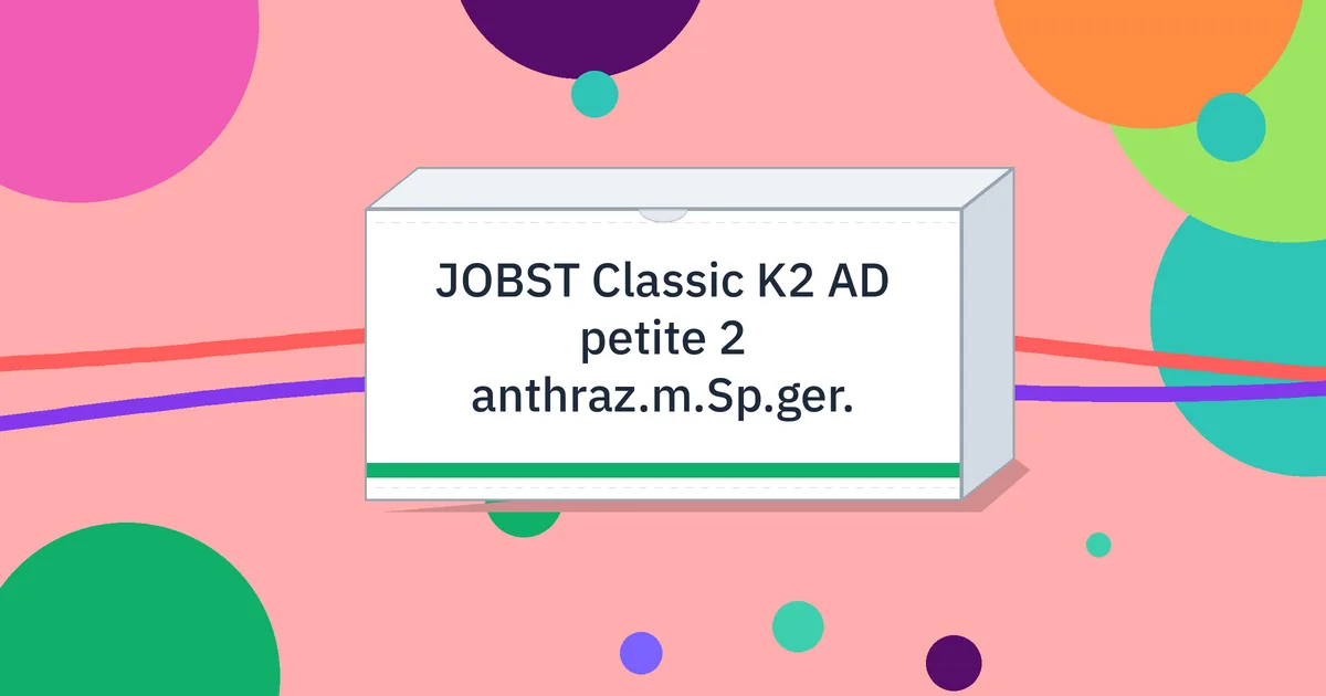 Symbolbild: Packung mit der Aufschrift JOBST Classic K2 AD petite 2 anthraz.m.Sp.ger. (PZN 10726442) – Verfügbarkeit und Bezug in Apotheken in Frankfurt am Main