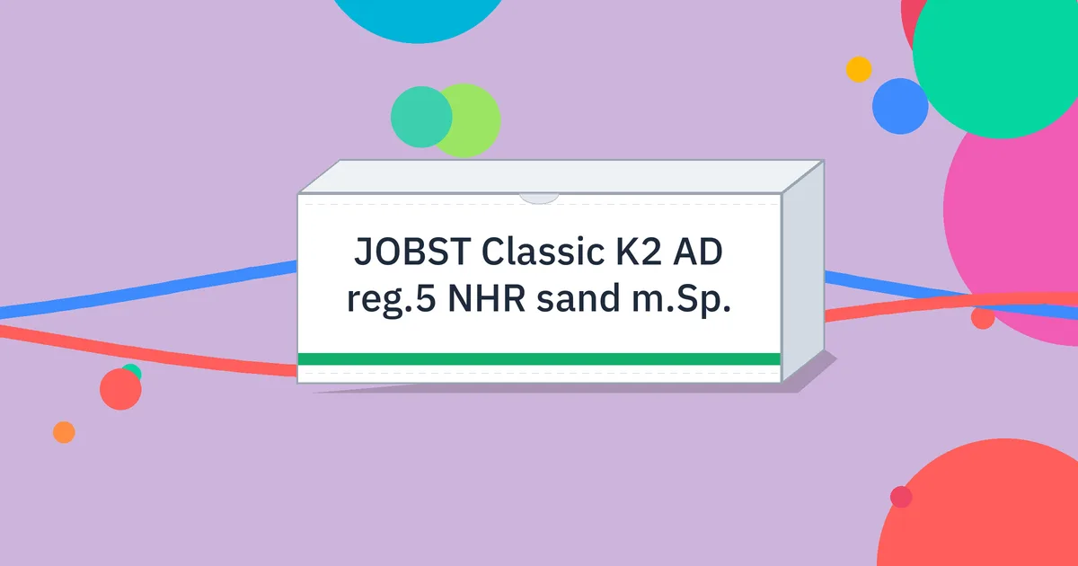 Symbolbild: Packung mit der Aufschrift JOBST Classic K2 AD reg.5 NHR sand m.Sp. (PZN 13061902) – Verfügbarkeit und Bezug in Apotheken in Frankfurt am Main