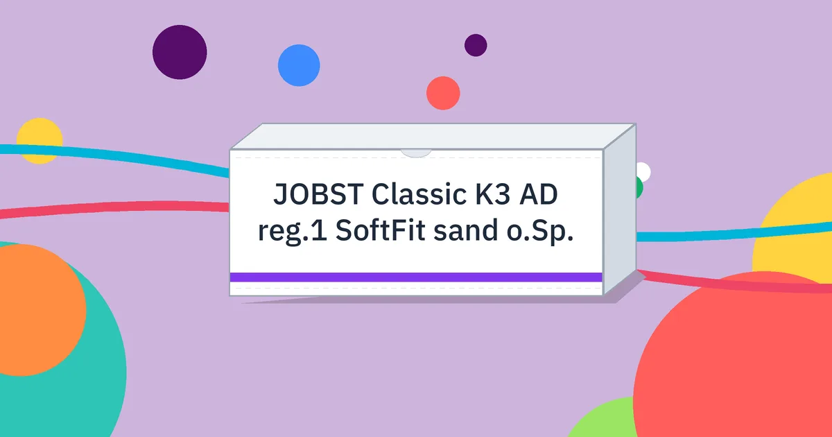 Symbolbild: Packung mit der Aufschrift JOBST Classic K3 AD reg.1 SoftFit sand o.Sp. (PZN 14223790) – Verfügbarkeit und Bezug in Apotheken in Frankfurt am Main