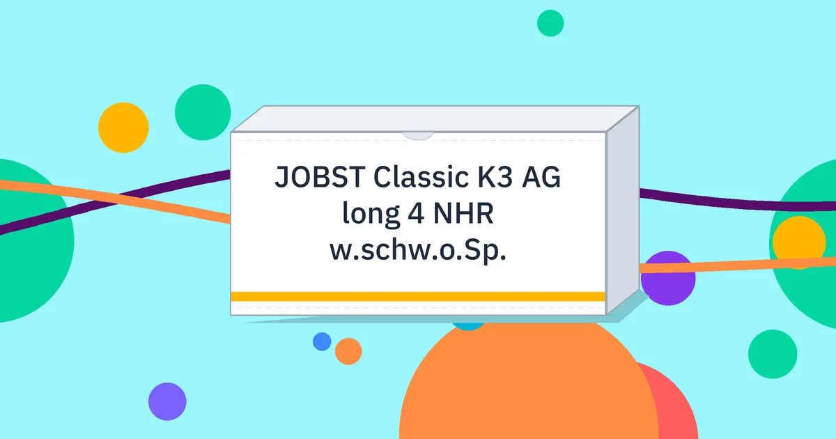 Symbolbild: Packung mit der Aufschrift JOBST Classic K3 AG long 4 NHR w.schw.o.Sp. (PZN 13072426) – Verfügbarkeit und Bezug in Apotheken in Frankfurt am Main