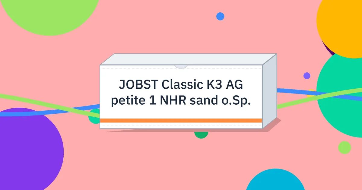 Symbolbild: Packung mit der Aufschrift JOBST Classic K3 AG petite 1 NHR sand o.Sp. (PZN 13072900) – Verfügbarkeit und Bezug in Apotheken in Frankfurt am Main