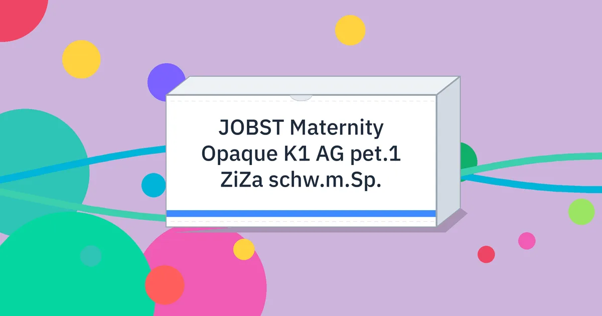 Symbolbild: Packung mit der Aufschrift JOBST Maternity Opaque K1 AG pet.1 ZiZa schw.m.Sp. (PZN 15852565) – Verfügbarkeit und Bezug in Apotheken in Frankfurt am Main