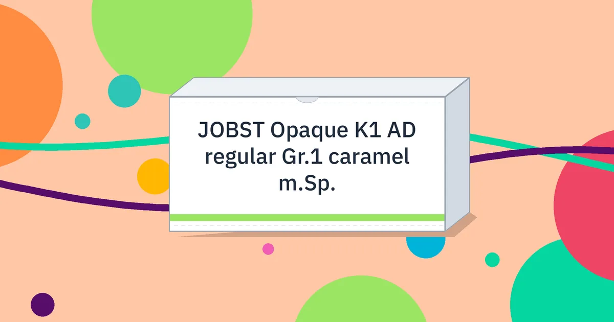 Symbolbild: Packung mit der Aufschrift JOBST Opaque K1 AD regular Gr.1 caramel m.Sp. (PZN 13080880) – Verfügbarkeit und Bezug in Apotheken in Frankfurt am Main