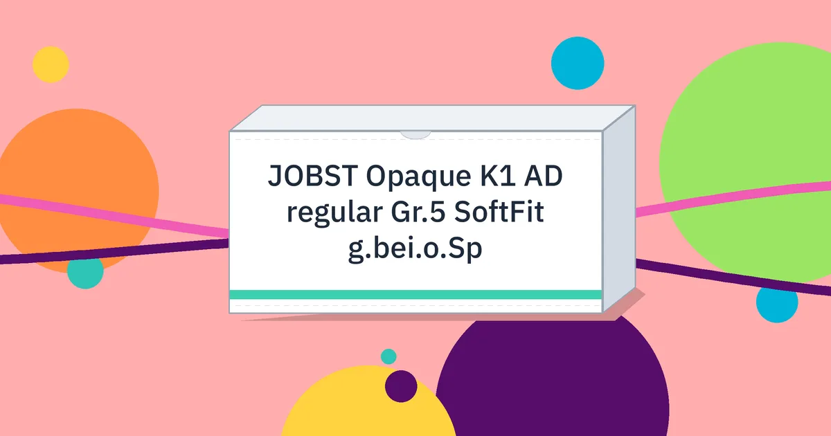 Symbolbild: Packung mit der Aufschrift JOBST Opaque K1 AD regular Gr.5 SoftFit g.bei.o.Sp (PZN 16262794) – Verfügbarkeit und Bezug in Apotheken in Frankfurt am Main