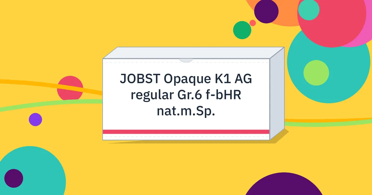 Symbolbild: Packung mit der Aufschrift JOBST Opaque K1 AG regular Gr.6 f-bHR nat.m.Sp. (PZN 13090737) – Verfügbarkeit und Bezug in Apotheken in Frankfurt am Main