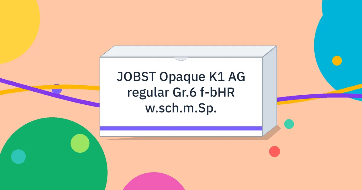 Symbolbild: Packung mit der Aufschrift JOBST Opaque K1 AG regular Gr.6 f-bHR w.sch.m.Sp. (PZN 13091174) – Verfügbarkeit und Bezug in Apotheken in Frankfurt am Main