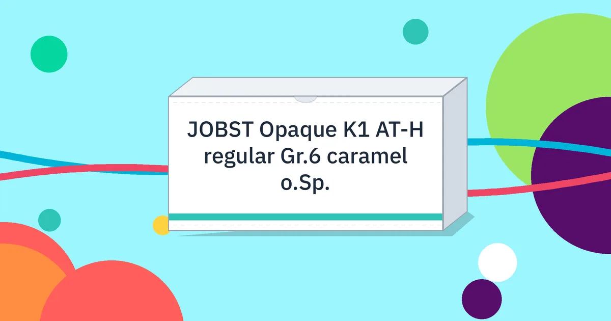 Symbolbild: Packung mit der Aufschrift JOBST Opaque K1 AT-H regular Gr.6 caramel o.Sp. (PZN 13105611) – Verfügbarkeit und Bezug in Apotheken in Frankfurt am Main