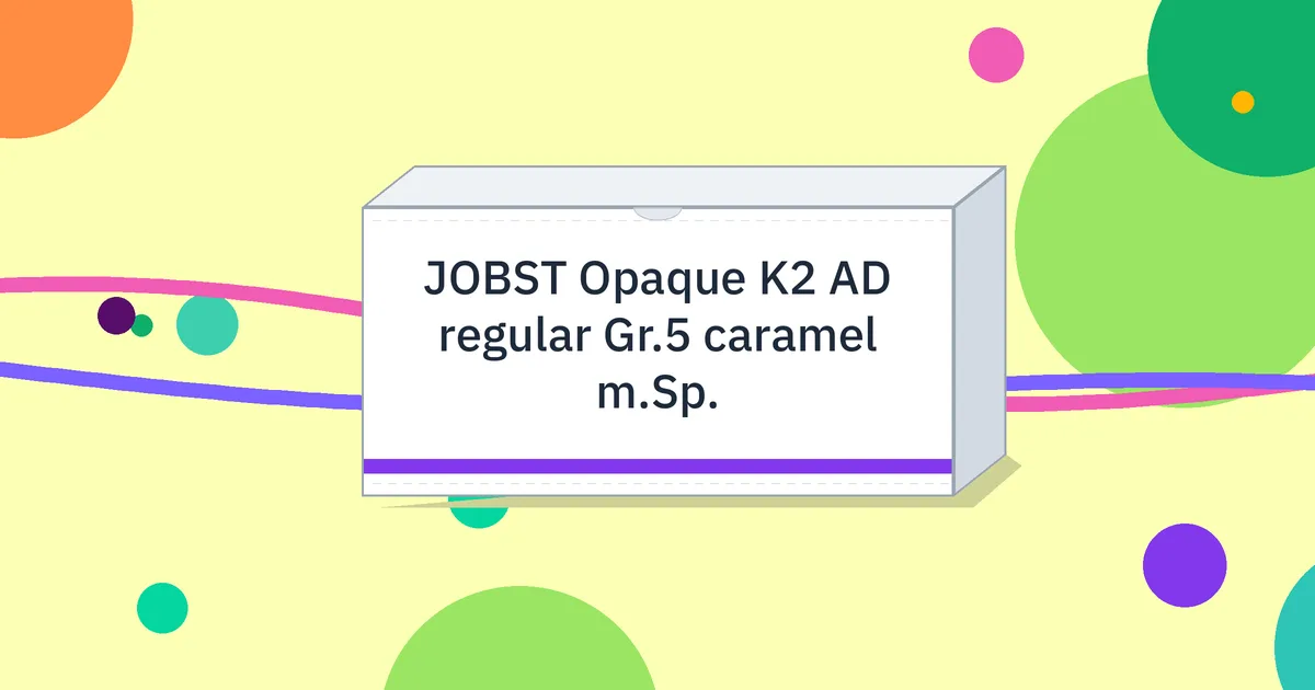 Symbolbild: Packung mit der Aufschrift JOBST Opaque K2 AD regular Gr.5 caramel m.Sp. (PZN 11251900) – Verfügbarkeit und Bezug in Apotheken in Frankfurt am Main