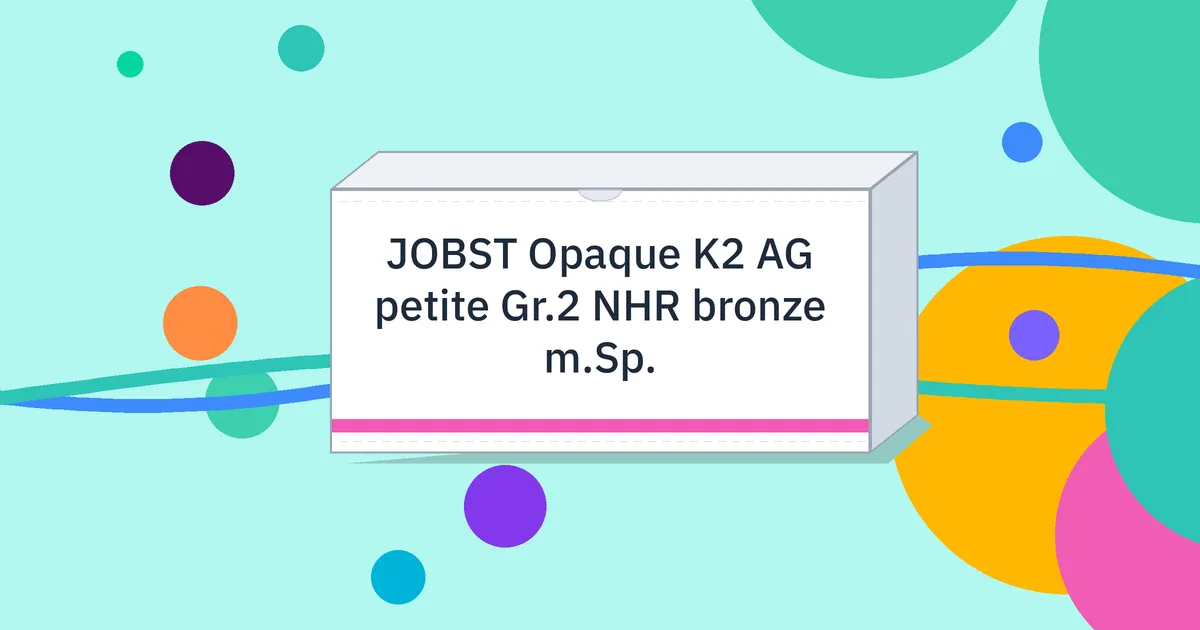 Symbolbild: Packung mit der Aufschrift JOBST Opaque K2 AG petite Gr.2 NHR bronze m.Sp. (PZN 13112108) – Verfügbarkeit und Bezug in Apotheken in Frankfurt am Main