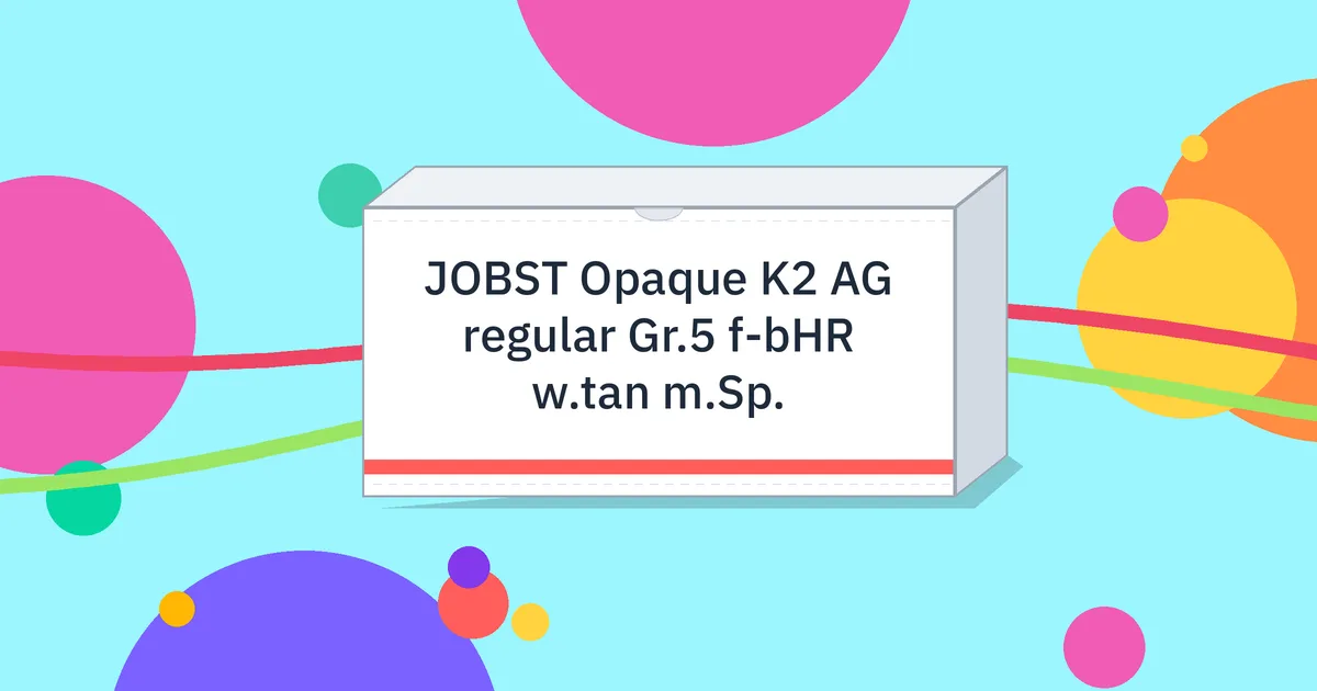 Symbolbild: Packung mit der Aufschrift JOBST Opaque K2 AG regular Gr.5 f-bHR w.tan m.Sp. (PZN 16281343) – Verfügbarkeit und Bezug in Apotheken in Frankfurt am Main