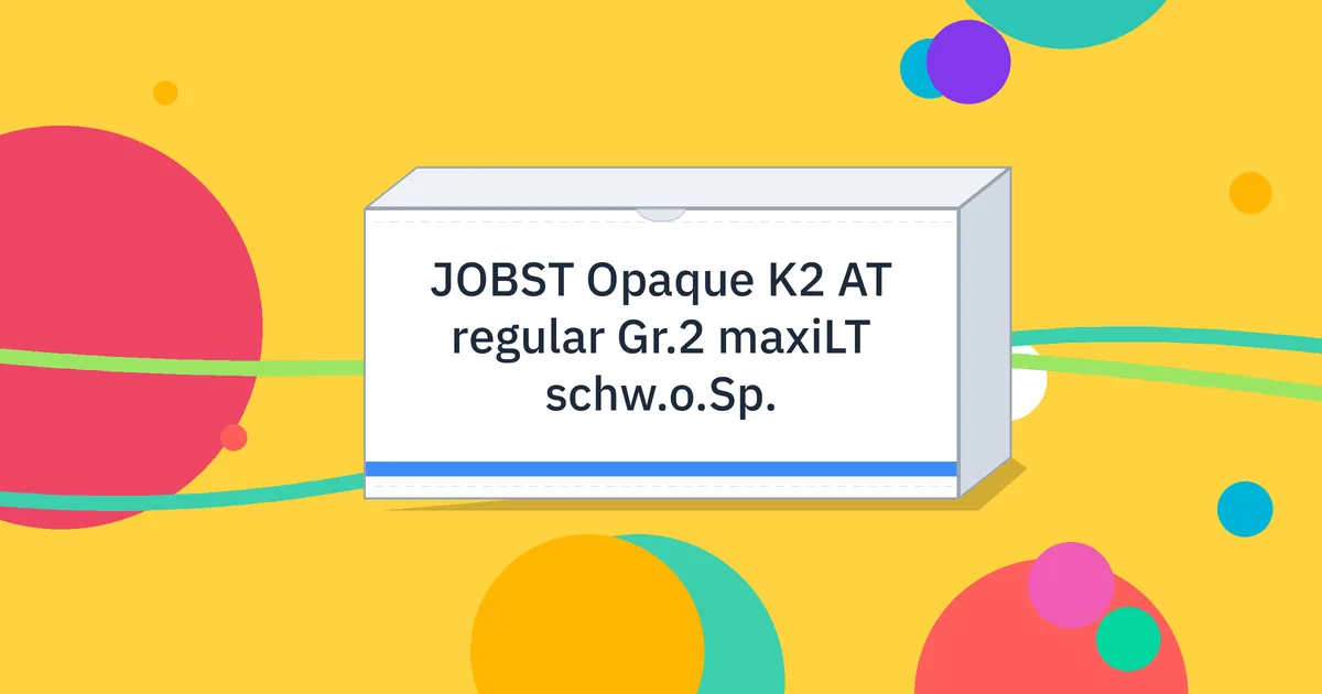 Symbolbild: Packung mit der Aufschrift JOBST Opaque K2 AT regular Gr.2 maxiLT schw.o.Sp. (PZN 13122130) – Verfügbarkeit und Bezug in Apotheken in Frankfurt am Main
