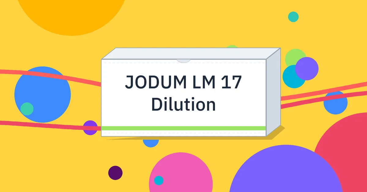 Symbolbild: Packung mit der Aufschrift JODUM LM 17 Dilution (PZN 12915756) – Verfügbarkeit und Bezug in Apotheken in Frankfurt am Main
