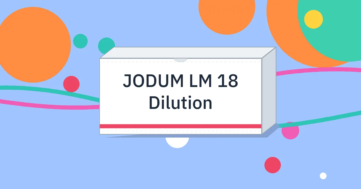 Symbolbild: Packung mit der Aufschrift JODUM LM 18 Dilution (PZN 02602358) – Verfügbarkeit und Bezug in Apotheken in Frankfurt am Main