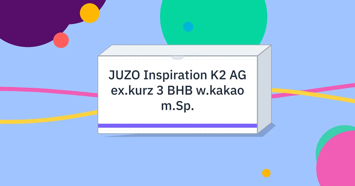 Symbolbild: Packung mit der Aufschrift JUZO Inspiration K2 AG ex.kurz 3 BHB w.kakao m.Sp. (PZN 14851635) – Verfügbarkeit und Bezug in Apotheken in Frankfurt am Main