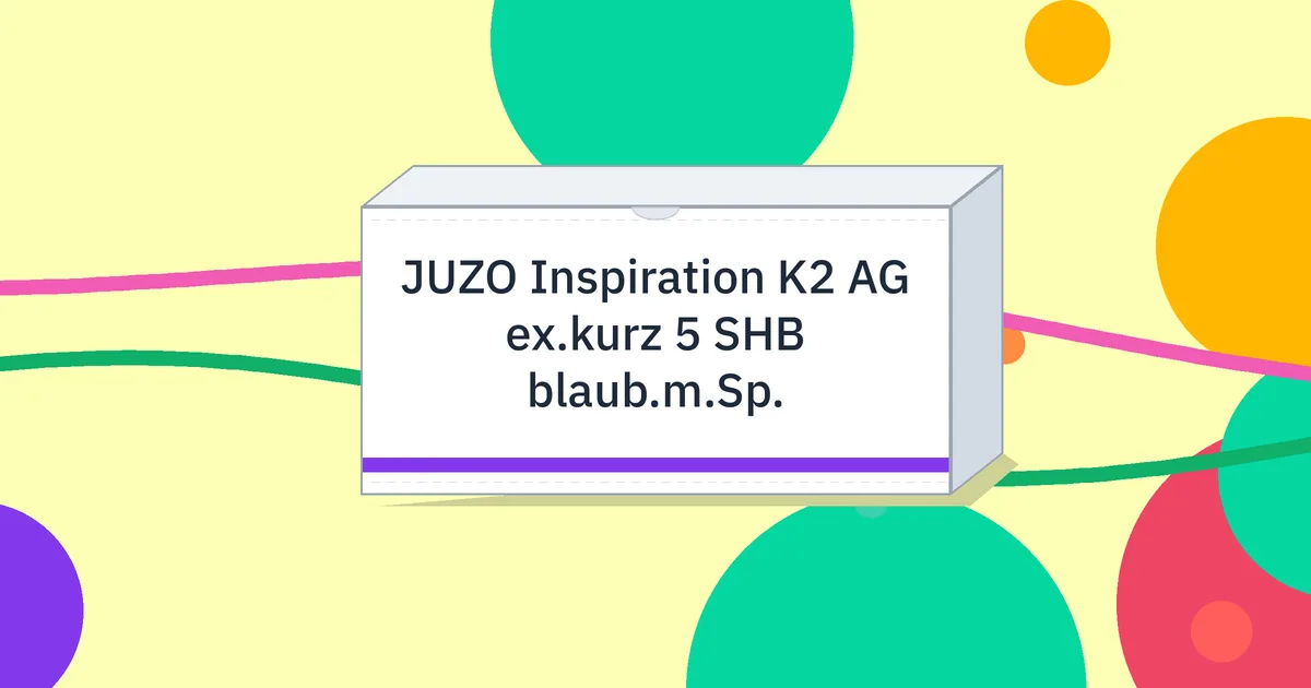 Symbolbild: Packung mit der Aufschrift JUZO Inspiration K2 AG ex.kurz 5 SHB blaub.m.Sp. (PZN 14964380) – Verfügbarkeit und Bezug in Apotheken in Frankfurt am Main