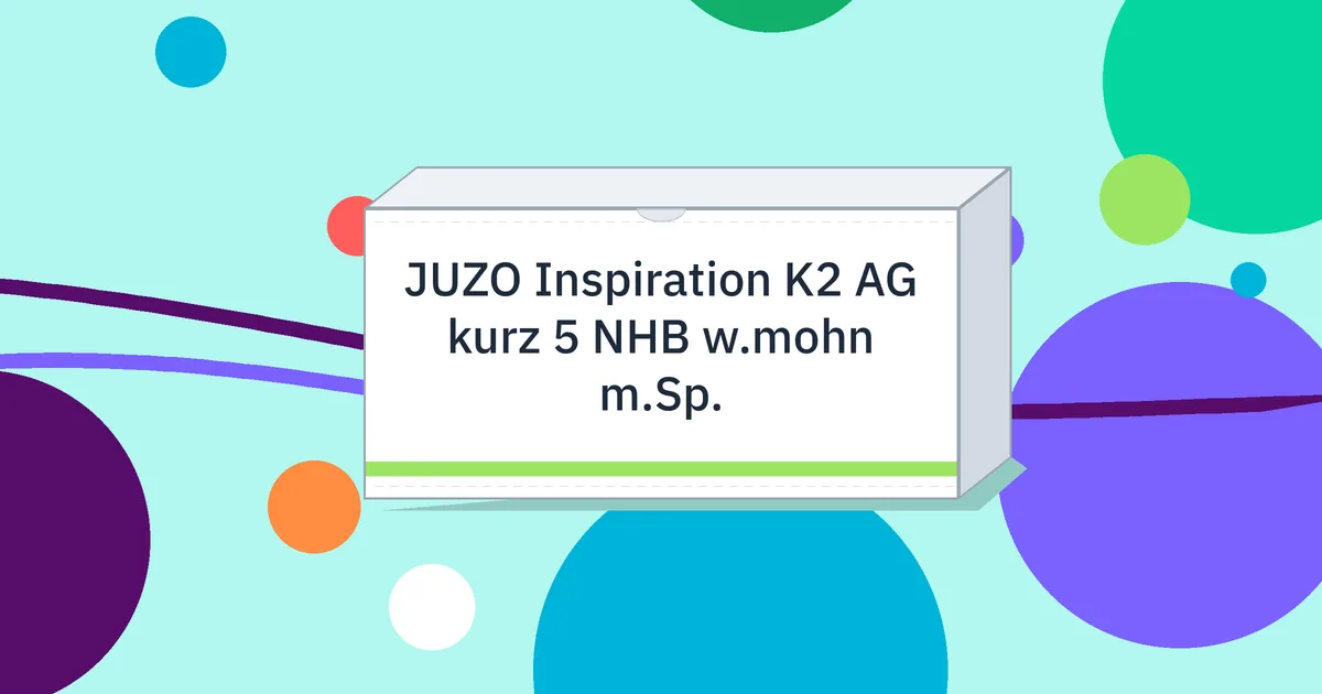 Symbolbild: Packung mit der Aufschrift JUZO Inspiration K2 AG kurz 5 NHB w.mohn m.Sp. (PZN 14949794) – Verfügbarkeit und Bezug in Apotheken in Frankfurt am Main