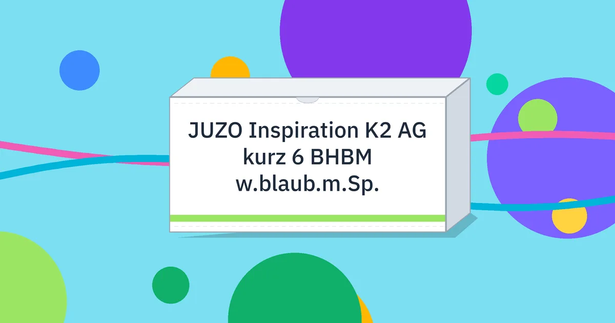 Symbolbild: Packung mit der Aufschrift JUZO Inspiration K2 AG kurz 6 BHBM w.blaub.m.Sp. (PZN 14883457) – Verfügbarkeit und Bezug in Apotheken in Frankfurt am Main