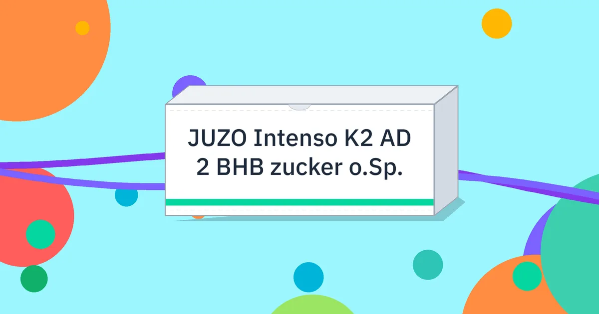 Symbolbild: Packung mit der Aufschrift JUZO Intenso K2 AD 2 BHB zucker o.Sp. (PZN 18623612) – Verfügbarkeit und Bezug in Apotheken in Frankfurt am Main