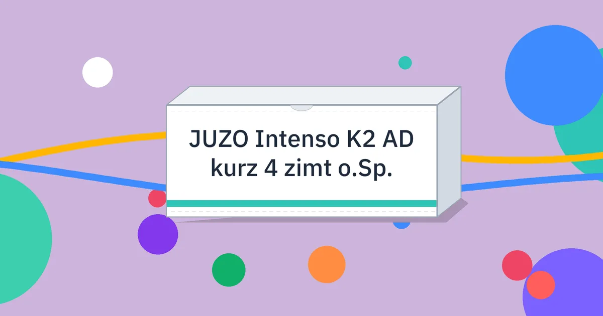 Symbolbild: Packung mit der Aufschrift JUZO Intenso K2 AD kurz 4 zimt o.Sp. (PZN 18617971) – Verfügbarkeit und Bezug in Apotheken in Frankfurt am Main