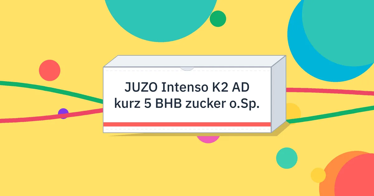 Symbolbild: Packung mit der Aufschrift JUZO Intenso K2 AD kurz 5 BHB zucker o.Sp. (PZN 18624818) – Verfügbarkeit und Bezug in Apotheken in Frankfurt am Main