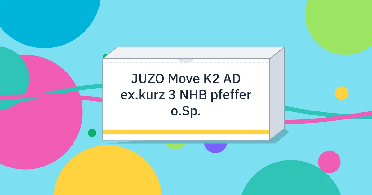 Symbolbild: Packung mit der Aufschrift JUZO Move K2 AD ex.kurz 3 NHB pfeffer o.Sp. (PZN 16341482) – Verfügbarkeit und Bezug in Apotheken in Frankfurt am Main