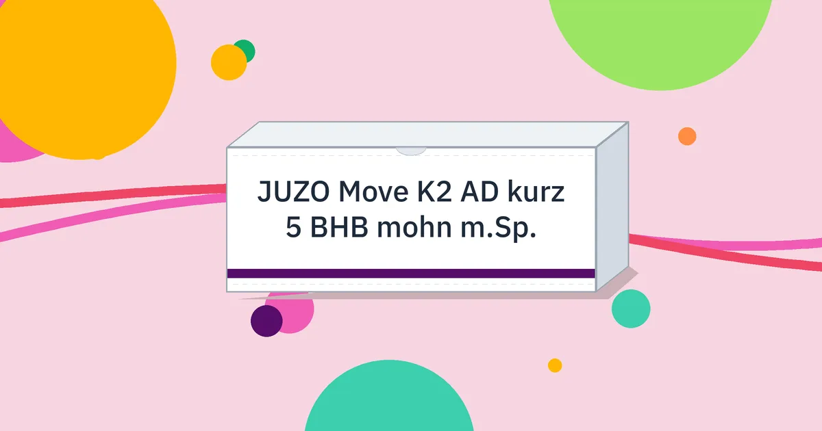Symbolbild: Packung mit der Aufschrift JUZO Move K2 AD kurz 5 BHB mohn m.Sp. (PZN 18540702) – Verfügbarkeit und Bezug in Apotheken in Frankfurt am Main