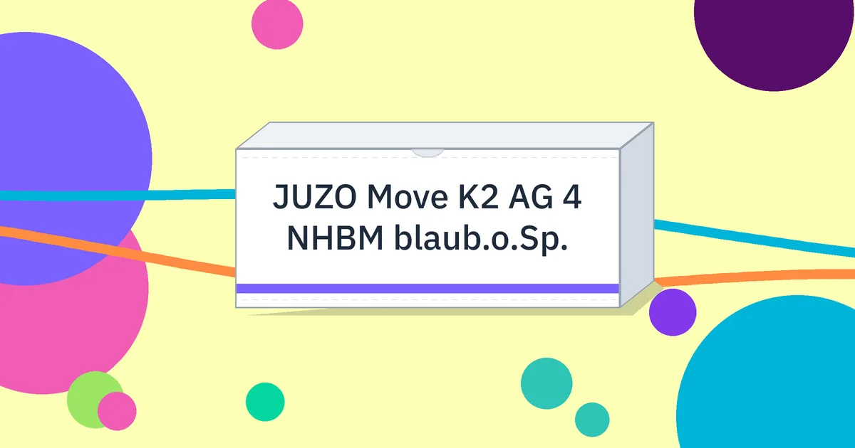 Symbolbild: Packung mit der Aufschrift JUZO Move K2 AG 4 NHBM blaub.o.Sp. (PZN 18556850) – Verfügbarkeit und Bezug in Apotheken in Frankfurt am Main