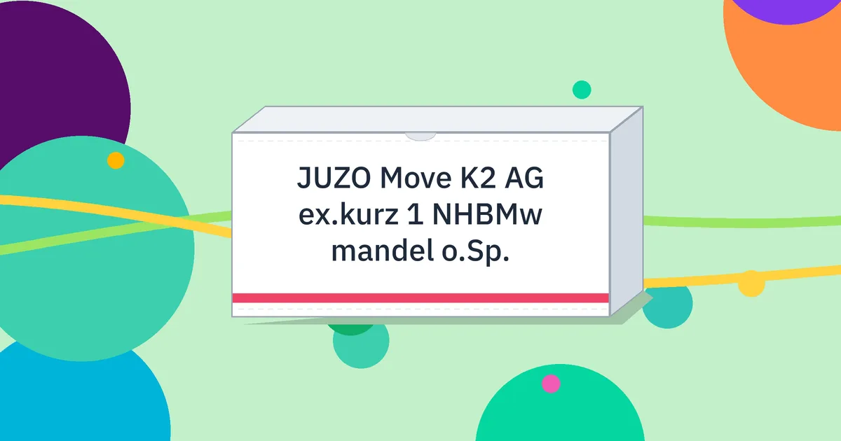 Symbolbild: Packung mit der Aufschrift JUZO Move K2 AG ex.kurz 1 NHBMw mandel o.Sp. (PZN 16644811) – Verfügbarkeit und Bezug in Apotheken in Frankfurt am Main