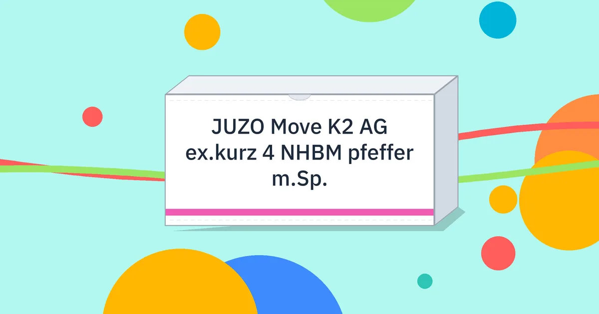 Symbolbild: Packung mit der Aufschrift JUZO Move K2 AG ex.kurz 4 NHBM pfeffer m.Sp. (PZN 16642611) – Verfügbarkeit und Bezug in Apotheken in Frankfurt am Main