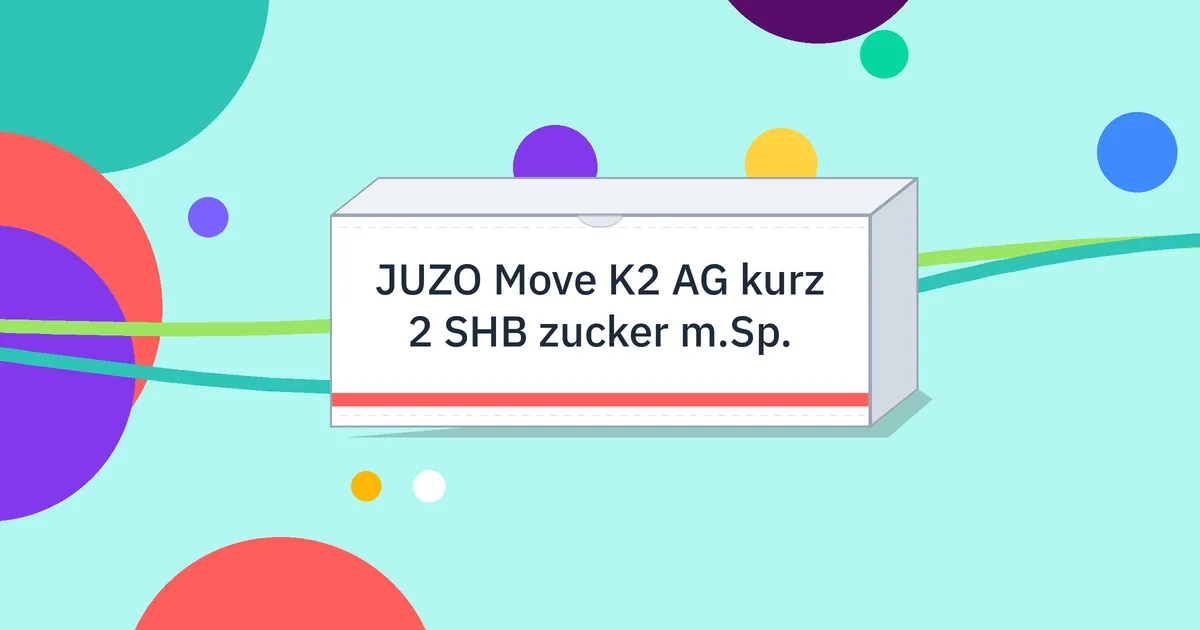 Symbolbild: Packung mit der Aufschrift JUZO Move K2 AG kurz 2 SHB zucker m.Sp. (PZN 18527831) – Verfügbarkeit und Bezug in Apotheken in Frankfurt am Main
