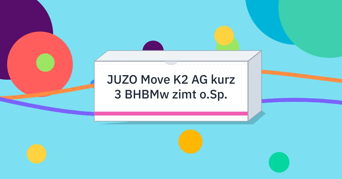 Symbolbild: Packung mit der Aufschrift JUZO Move K2 AG kurz 3 BHBMw zimt o.Sp. (PZN 18530750) – Verfügbarkeit und Bezug in Apotheken in Frankfurt am Main
