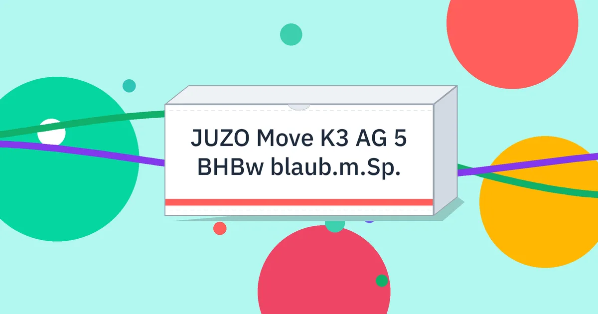 Symbolbild: Packung mit der Aufschrift JUZO Move K3 AG 5 BHBw blaub.m.Sp. (PZN 18587655) – Verfügbarkeit und Bezug in Apotheken in Frankfurt am Main