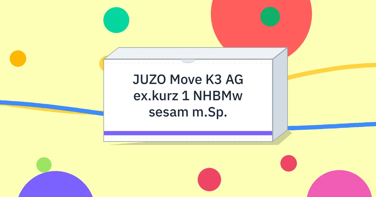 Symbolbild: Packung mit der Aufschrift JUZO Move K3 AG ex.kurz 1 NHBMw sesam m.Sp. (PZN 18582907) – Verfügbarkeit und Bezug in Apotheken in Frankfurt am Main